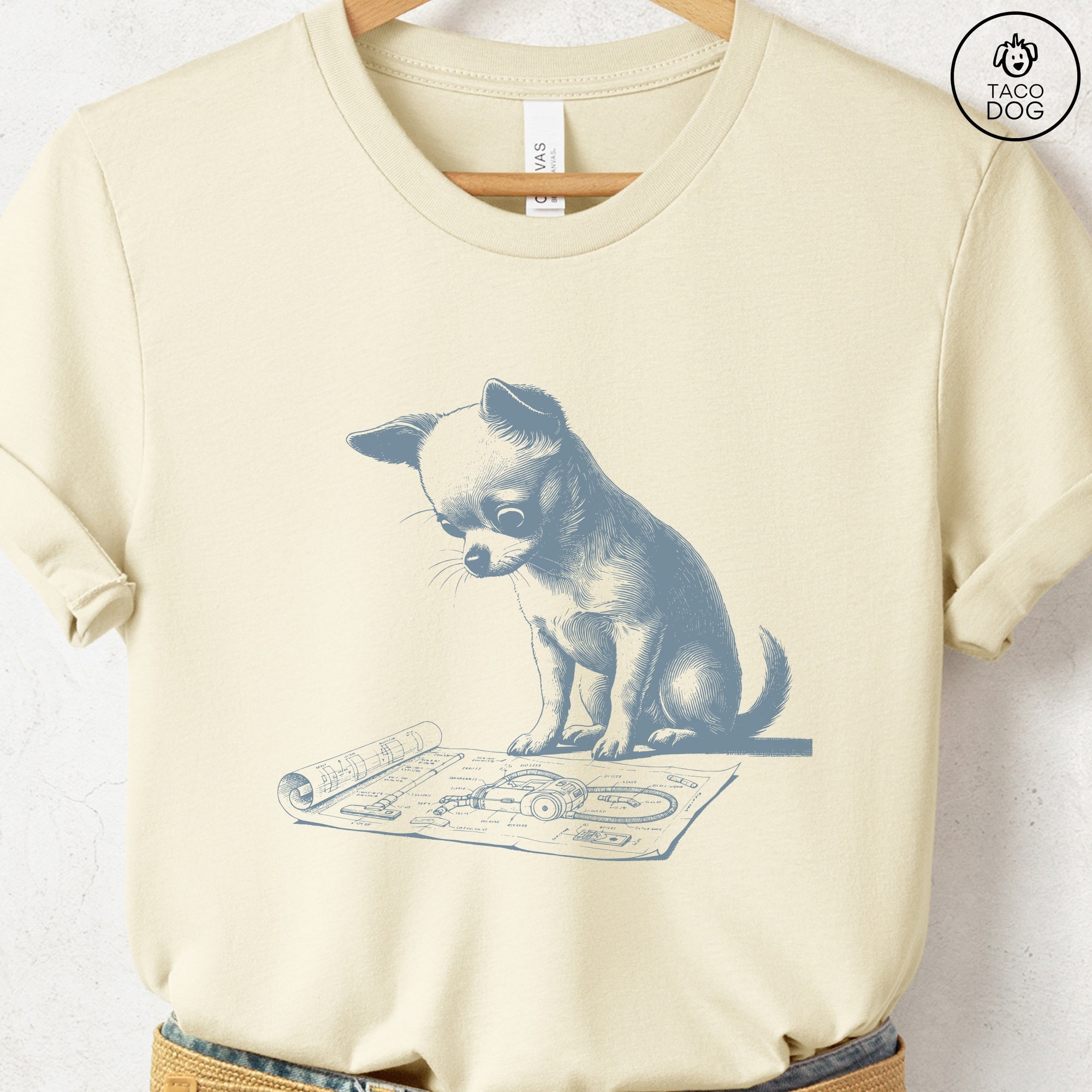 Chihuahua Vacuum Blueprint T-Shirt – TacoDog